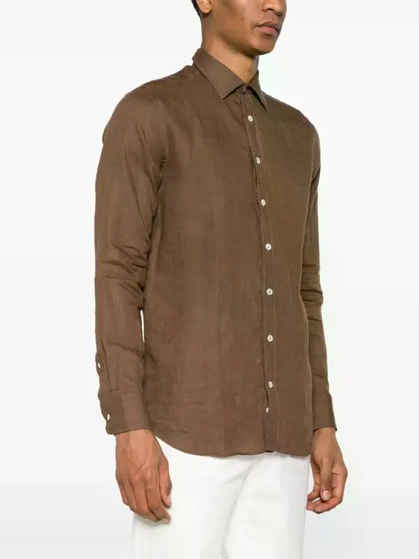 LARDINI Long-sleeve Linen Shirt