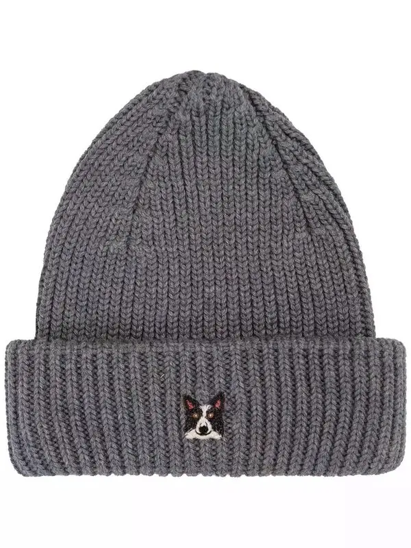 PELO FOUNDATION Dog-appliqué Beanie - Grey