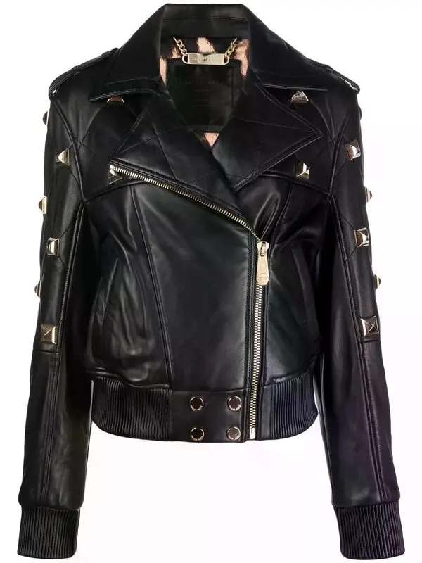 Philipp Plein Studded Leather Bomber Jacket