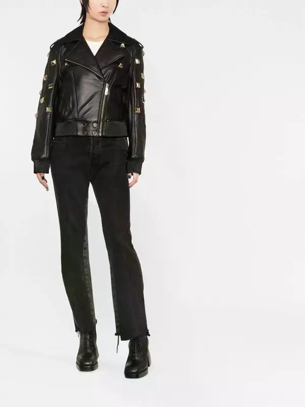 Philipp Plein Studded Leather Bomber Jacket