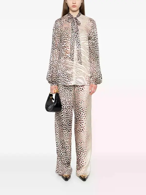 Roberto Cavalli Graphic Print Silk Trousers