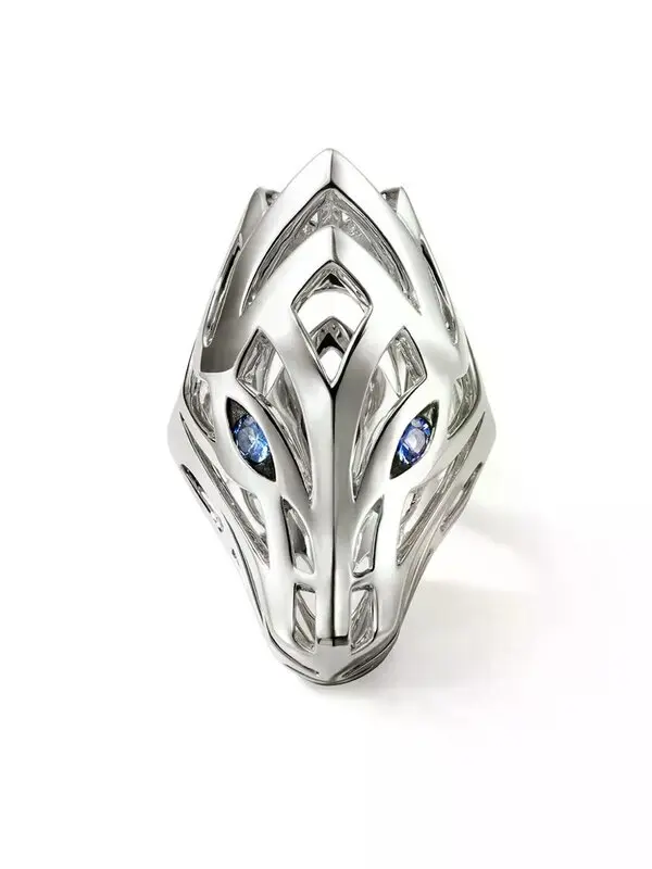 John Hardy Naga Saddle Sterling Ring With Blue Sapphire - Silver