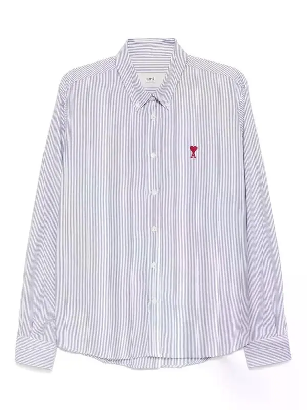 AMI Paris De Coeur Monogram Striped Shirt