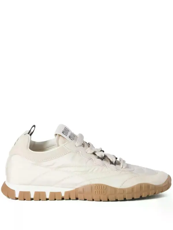 Miu Miu Technical Fabric And Suede Tyre Sneakers - Neutrals