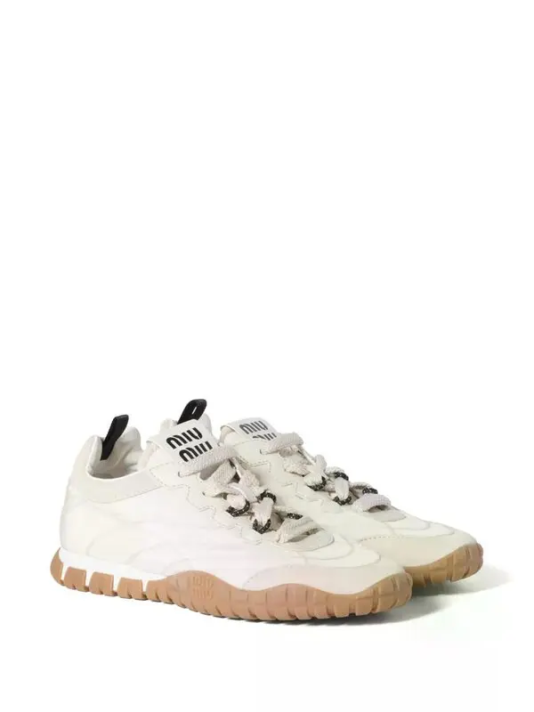 Miu Miu Technical Fabric And Suede Tyre Sneakers - Neutrals