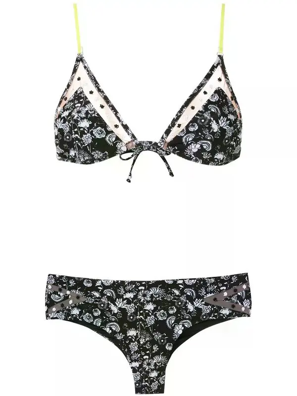 AMIR SLAMA Margarida Printed Bikini Set - Black