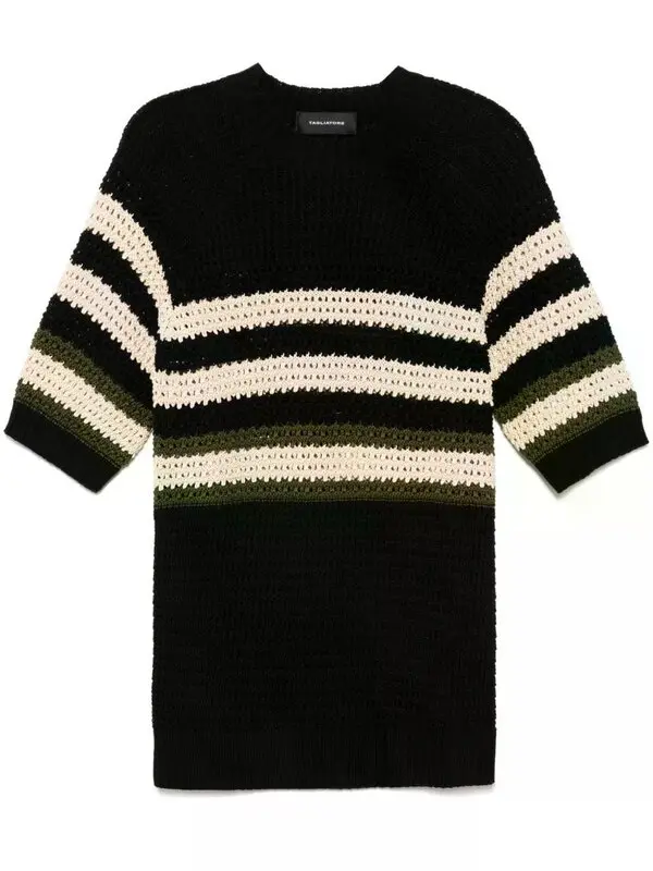 Tagliatore Striped Knitted Top - Black