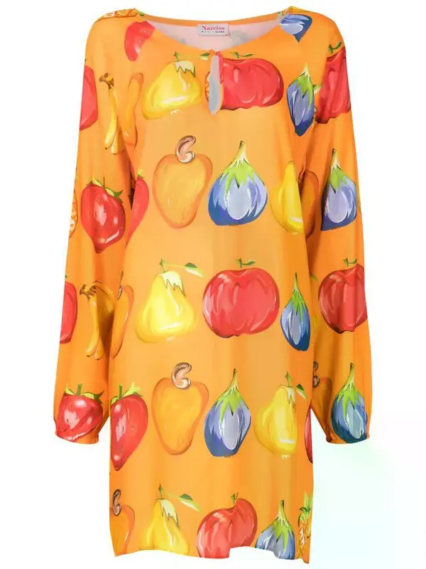 AMIR SLAMA Fruit-print Mini Dress - Orange