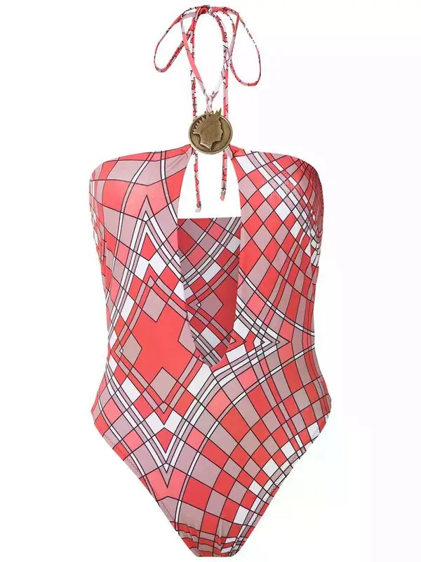 AMIR SLAMA Geometric Print Swimsuit - Red