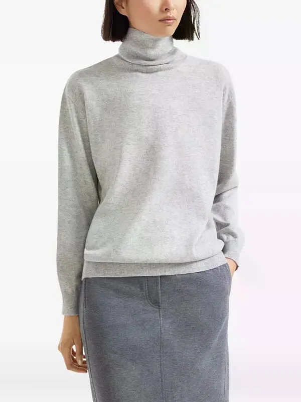 Brunello Cucinelli Roll-neck Cashmere Sweater - Grey