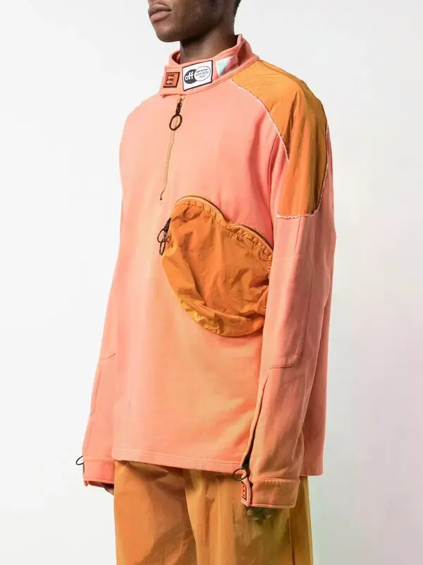Off-White Contrast Panels Turtle Neck Sweatshirt