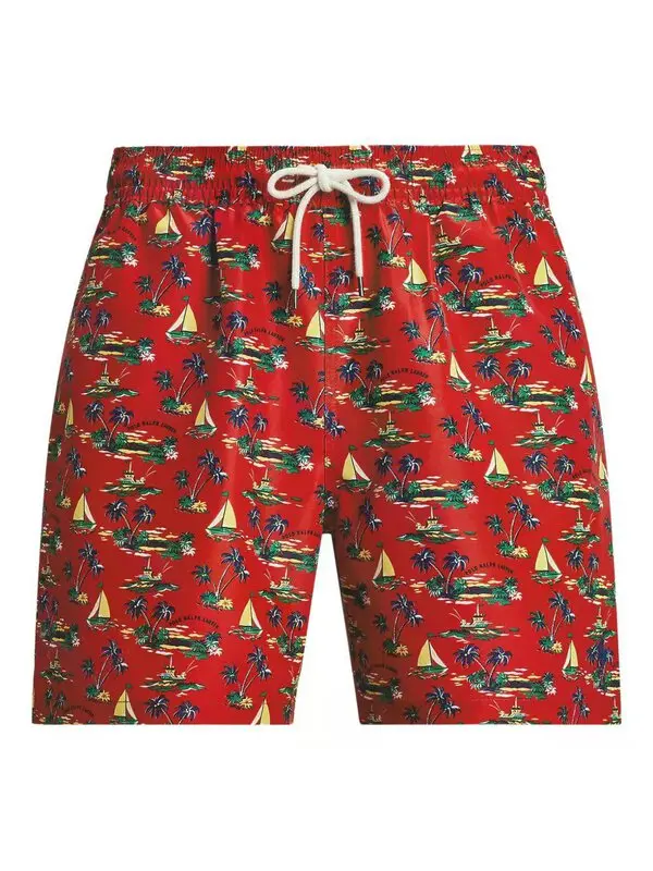 Polo Ralph Lauren Graphic-print Swim Shorts - Red