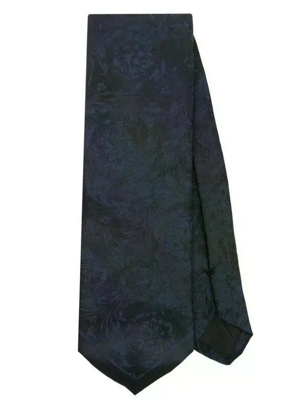Versace Barocco Jacquard Silk Neck Tie - Blue