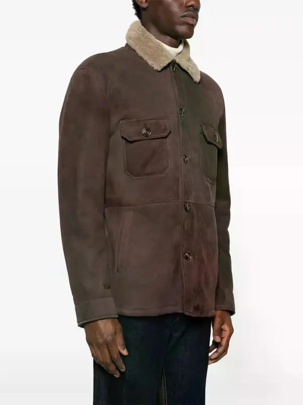 BARBA NAPOLI Suede Jacket With Shearling Collar