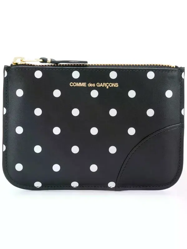 Comme Des Garçons Polka Dot Print Zip Wallet - Black