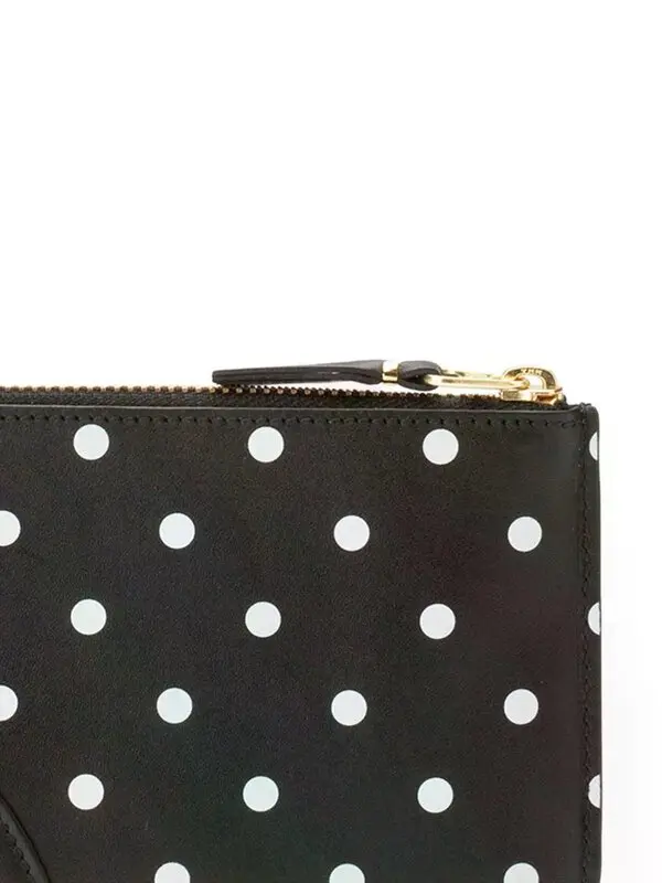 Comme Des Garçons Polka Dot Print Zip Wallet - Black
