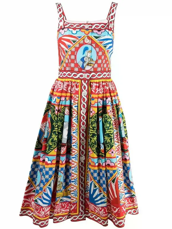 Dolce & Gabbana Carretto-print Midi Dress