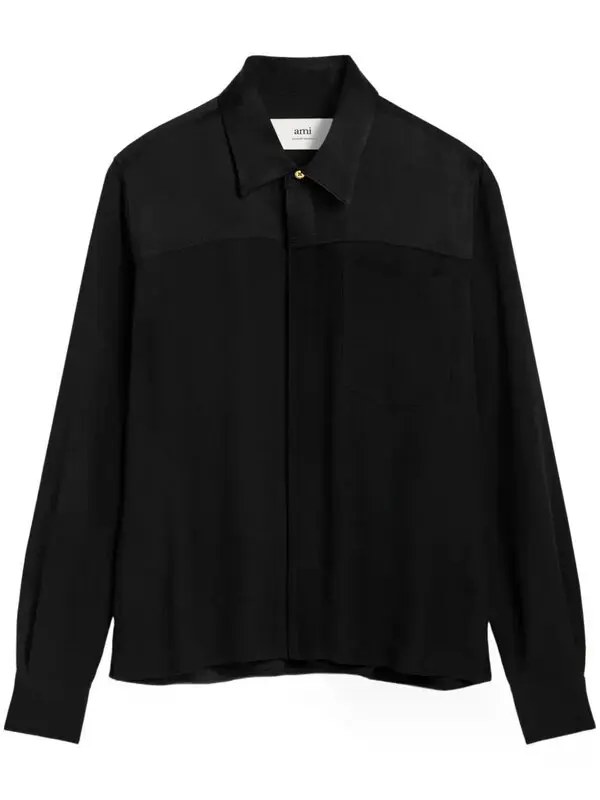 AMI Paris Long-sleeved Contrasted Shirt