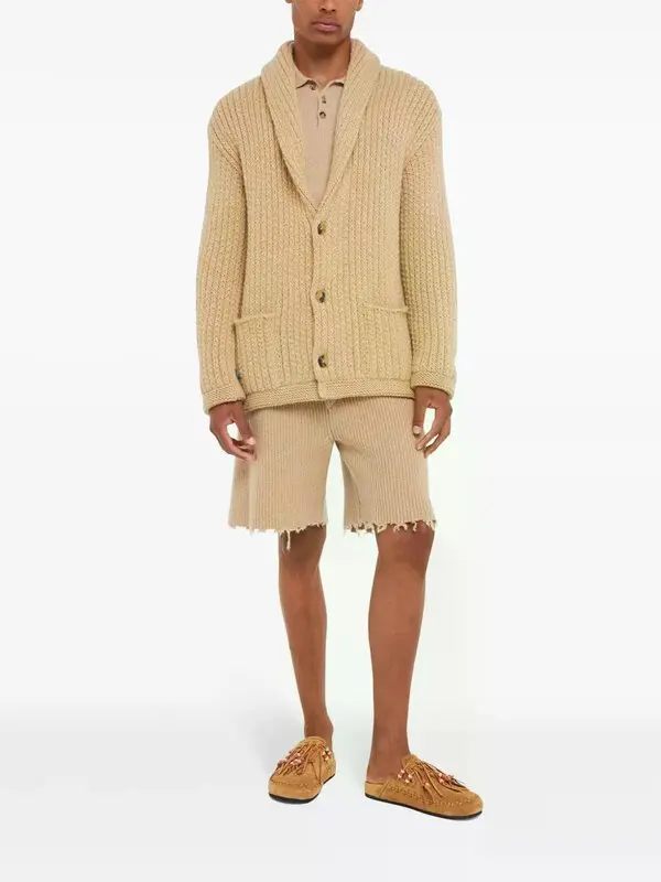 Alanui Button-front Cardigan With Patch Pockets And Shawl Lapels - Neutrals