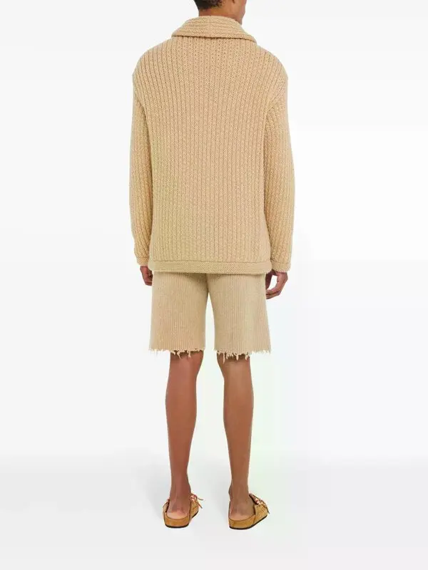 Alanui Button-front Cardigan With Patch Pockets And Shawl Lapels - Neutrals