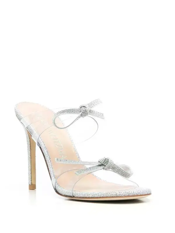 STUART WEITZMAN Embellished Bow Detail 115mm Sandals - Silver
