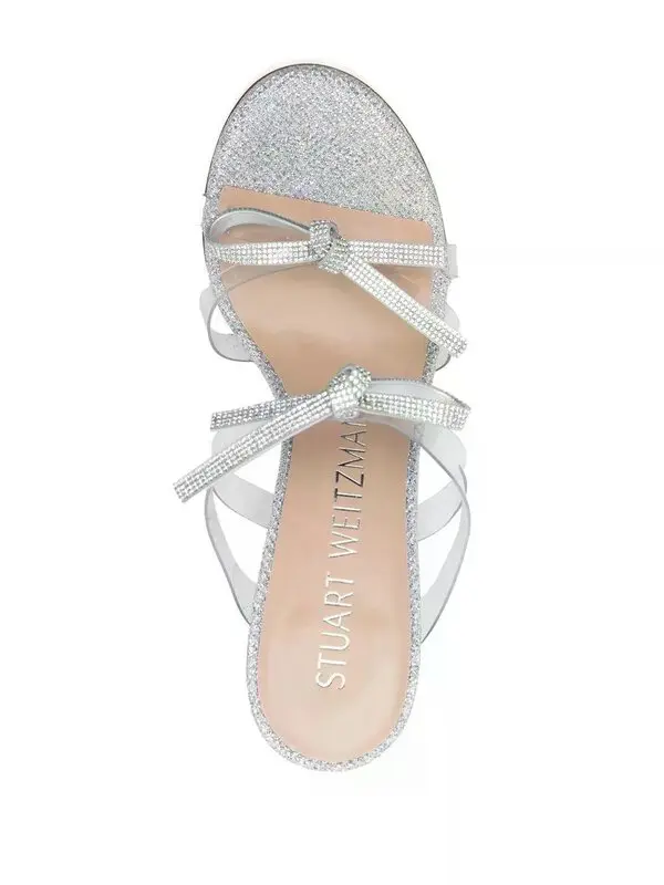 STUART WEITZMAN Embellished Bow Detail 115mm Sandals - Silver