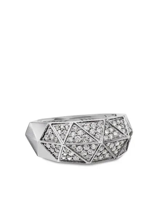 David Yurman Sterling Faceted Diamond Signet Ring - Silver