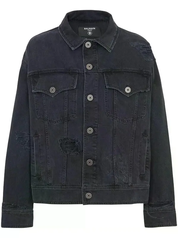 Balmain Ripped-detail Denim Jacket