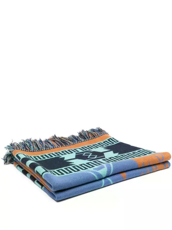 Alanui Icon-jacquard Blanket - Blue