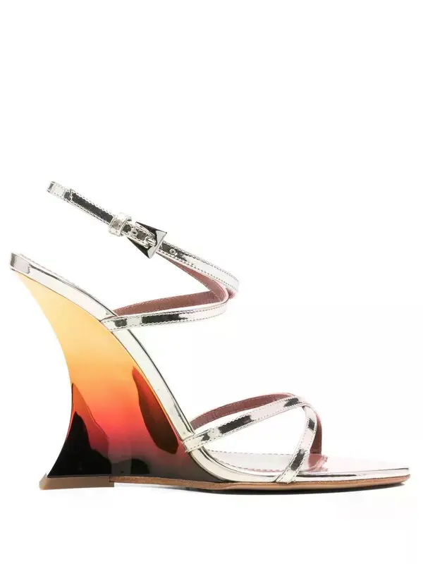 Paris Texas Nina Wedge Sandals - Silver