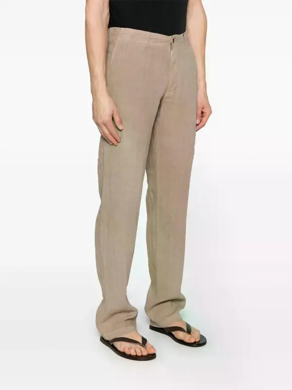 Corneliani Linen Tapered-leg Trousers - Brown