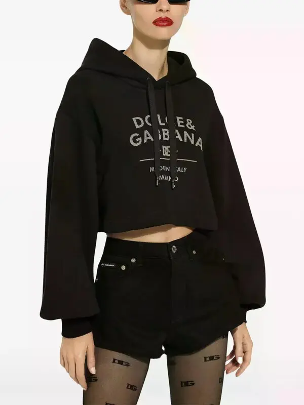 Dolce & Gabbana Logo Print Cropped Hoodie