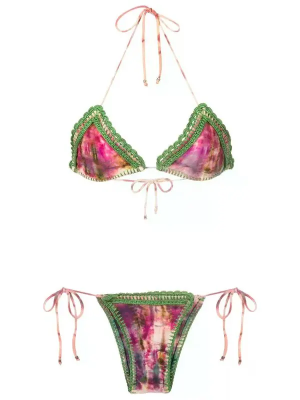 AMIR SLAMA Crochet-trim Tie-dye Triangle Bikini - Multicolour