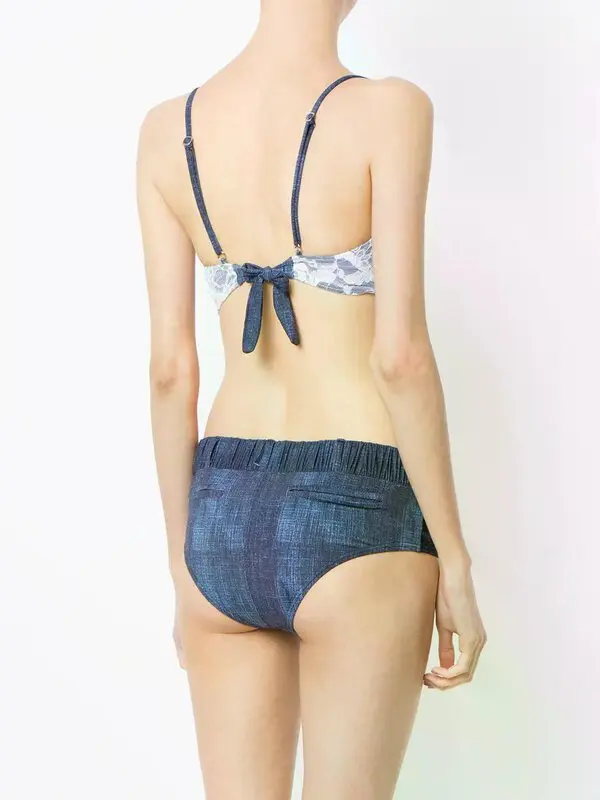 AMIR SLAMA Lace Appliqué Denim Bikini Set