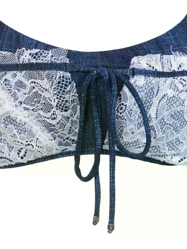 AMIR SLAMA Lace Appliqué Denim Bikini Set