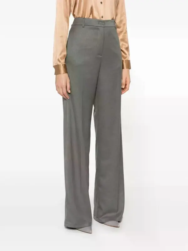 BLANCA VITA Anthracite Flannel Straight Leg Trousers