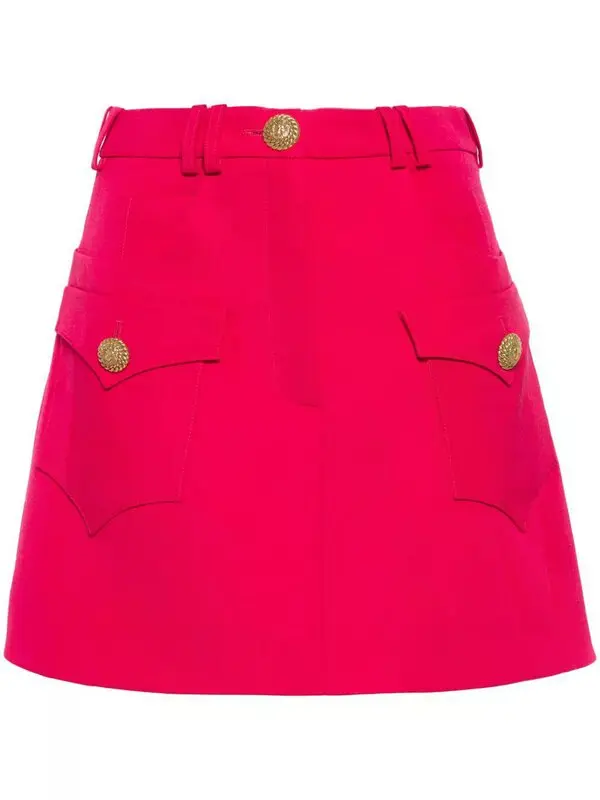 Balmain Lion Engraved-buttons Mini Skirt - Pink