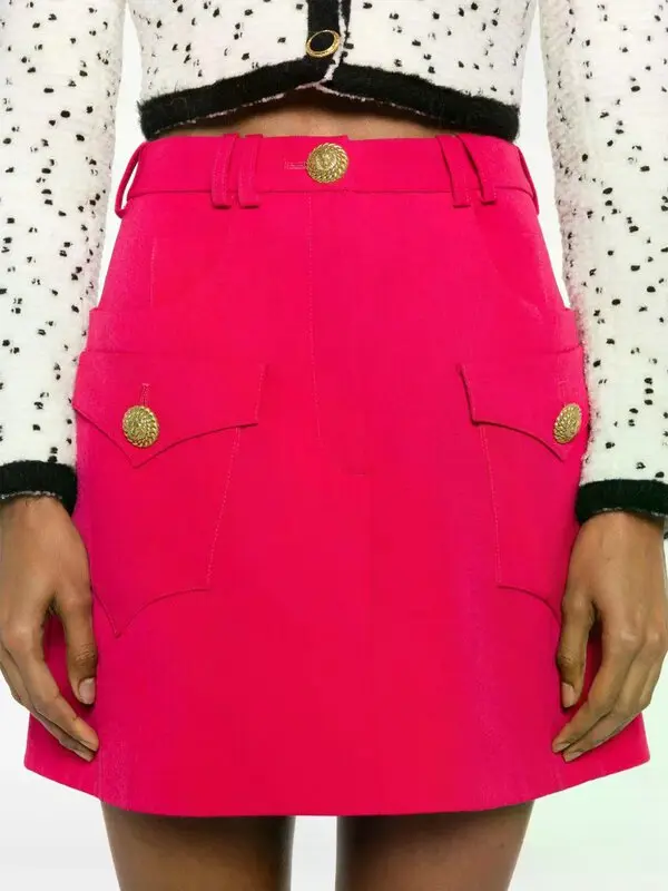 Balmain Lion Engraved-buttons Mini Skirt - Pink