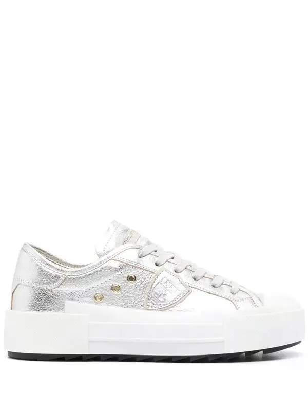 Philippe Model Tone Calf Leather Sneakers - Silver