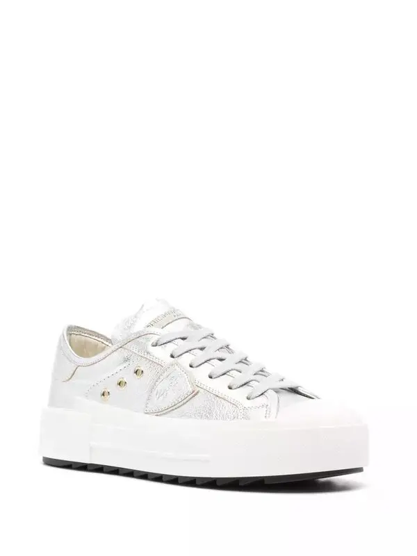 Philippe Model Tone Calf Leather Sneakers - Silver