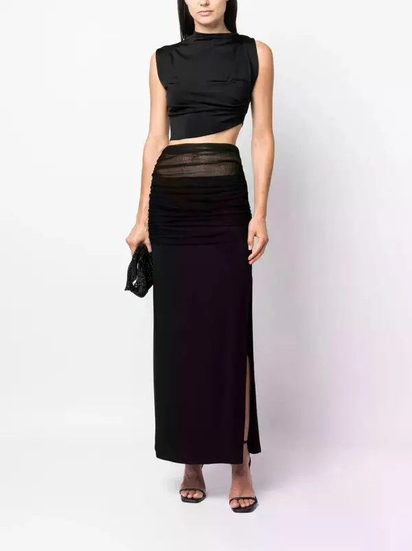 Christopher Esber Tulle-trim Ruched Maxi Skirt