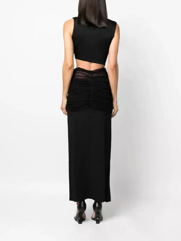 Christopher Esber Tulle-trim Ruched Maxi Skirt