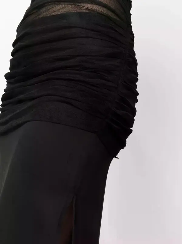 Christopher Esber Tulle-trim Ruched Maxi Skirt