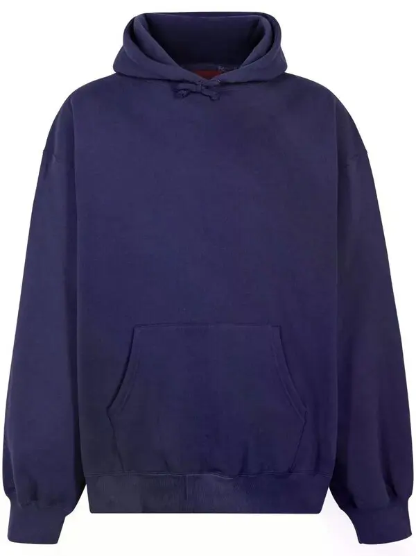 Supreme Washed Navy Hoodie With Satin Appliqu - Blue