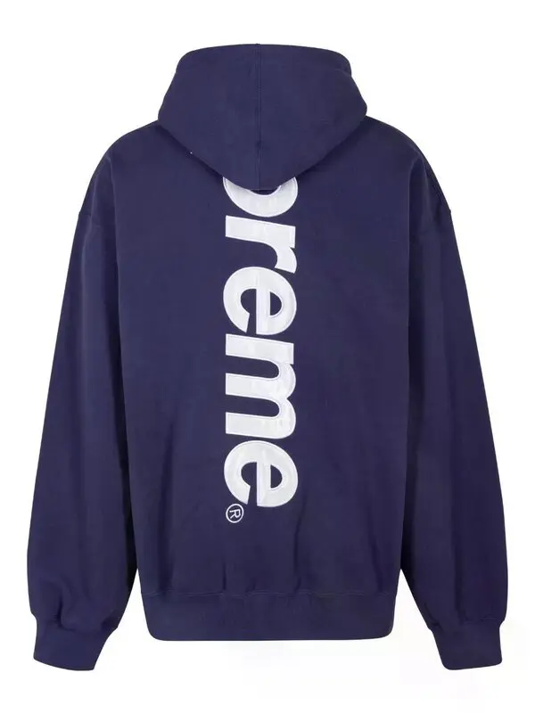 Supreme Washed Navy Hoodie With Satin Appliqu - Blue
