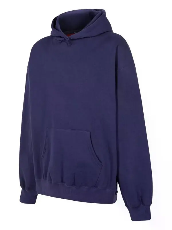 Supreme Washed Navy Hoodie With Satin Appliqu - Blue