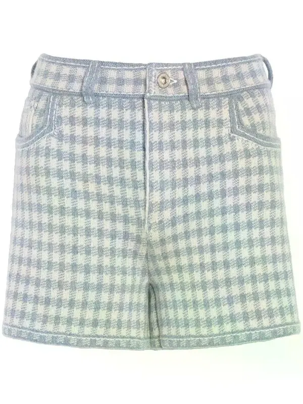 BARRIE Gingham Cashmere-blend Shorts