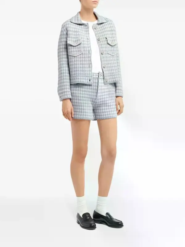 BARRIE Gingham Cashmere-blend Shorts