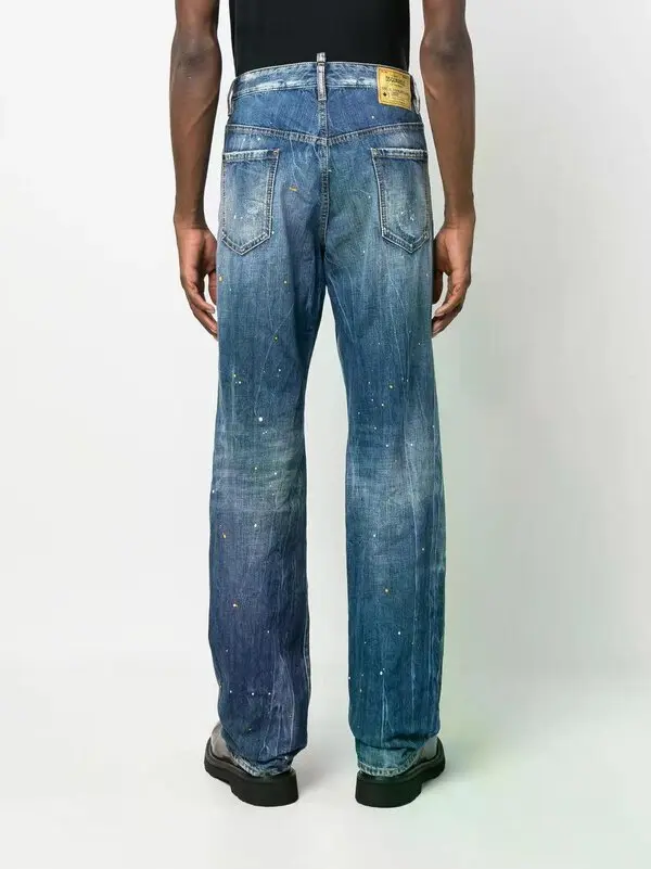 Dsquared2 Distressed Patchwork Straight Leg Jeans