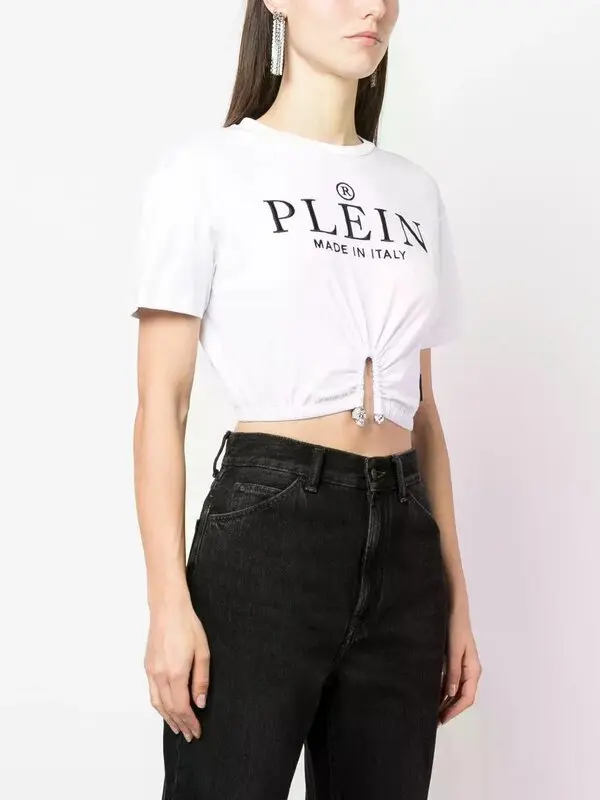 Philipp Plein Embroidered Logo Cropped T-shirt
